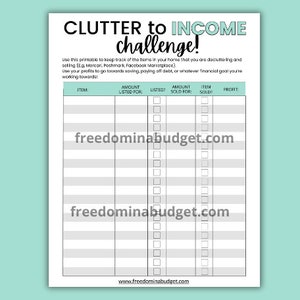 Money Saving Challenge Printable | CLUTTER TO INCOME Savings Challenge ...