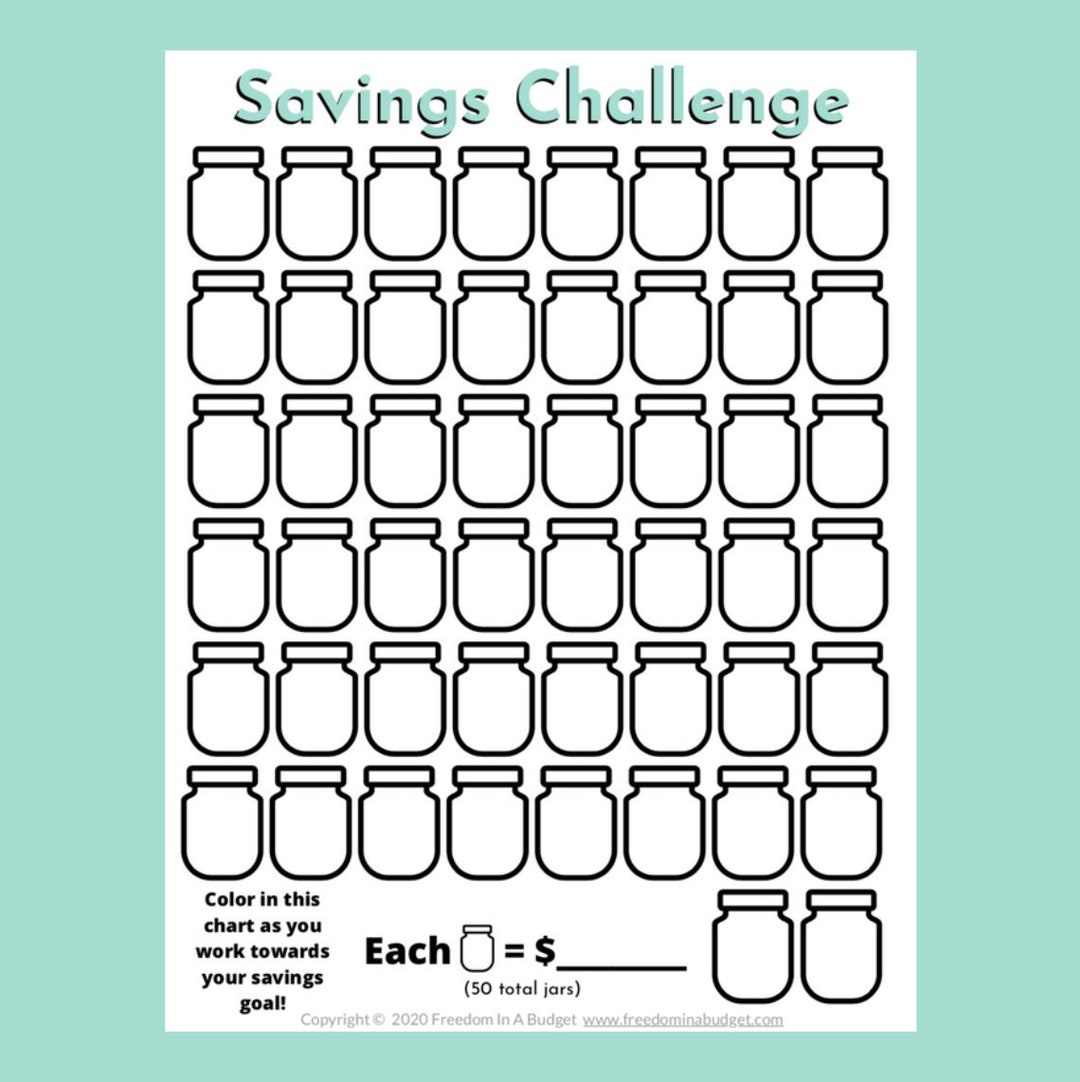 Savings Challenge Printable Savings Challenge Tracker Pdf Etsy