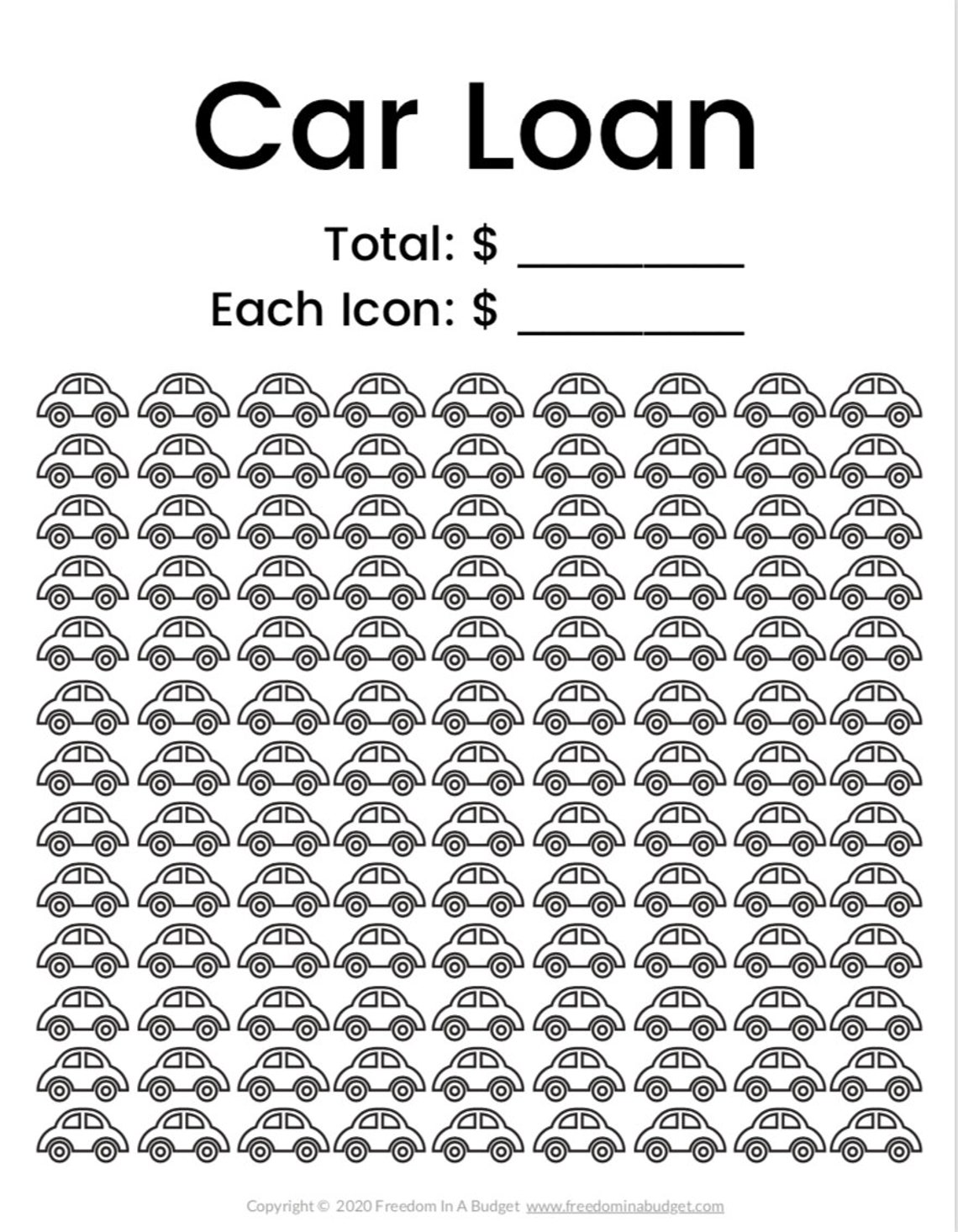Car Loan Debt Payoff Tracker Printable | Car Loan Payoff Payoff Tracker ...