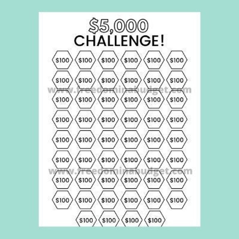 Save 5,000 in One Year Money Saving Challenge Printable | Savings ...