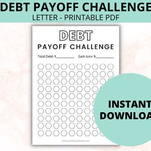 Debt Payoff Tracker Printable | 100 Icons Challenge (PDF) - Etsy