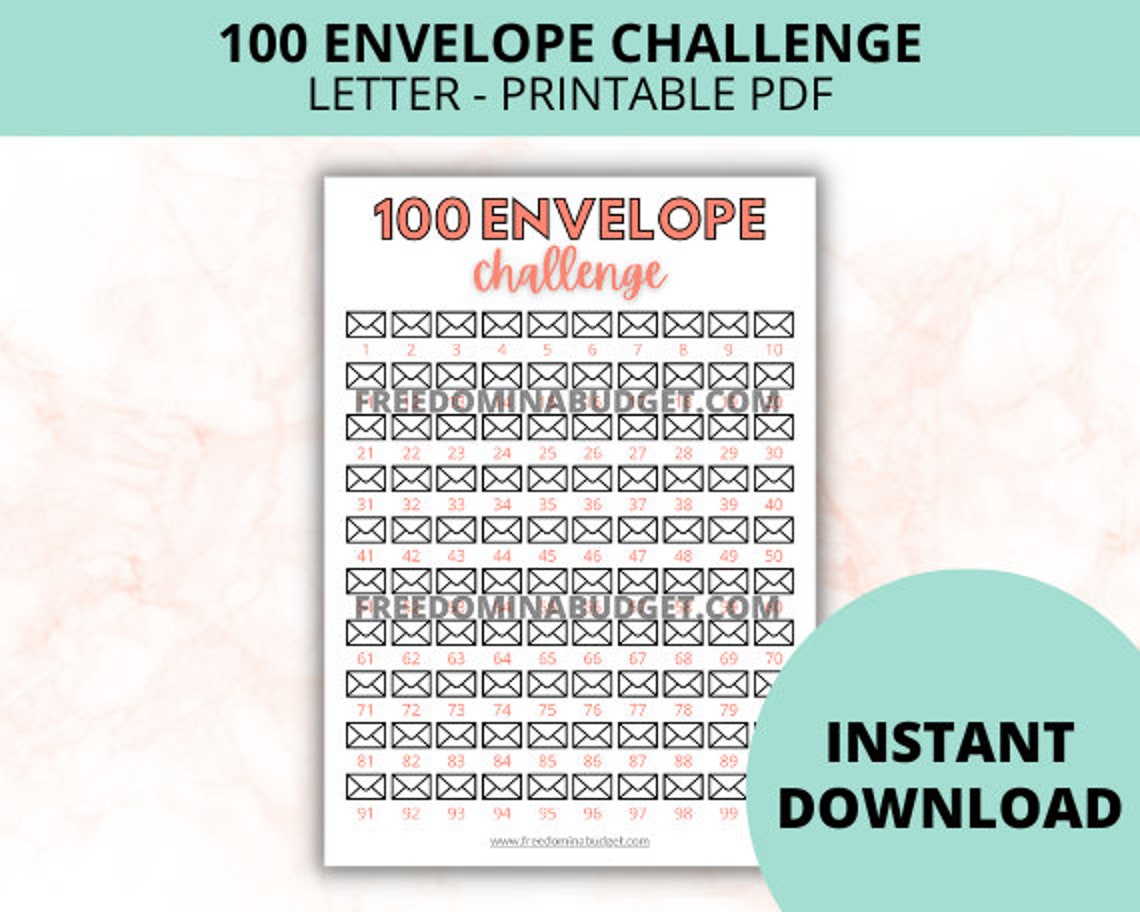 100 Envelope Challenge Printable | Savings Tracker | Savings Planner - Etsy