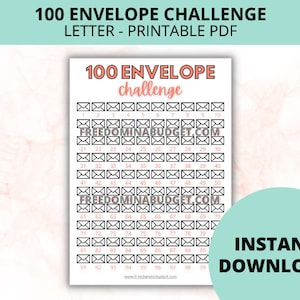 100 Envelope Challenge Printable | Savings Tracker | Savings Planner - Etsy