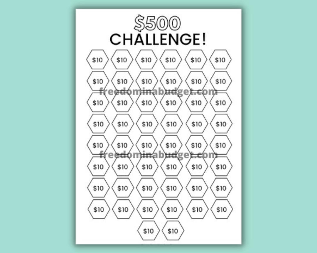 500 Dollar Savings Challenge Printable | Money Saving Tracker (PDF) - Etsy