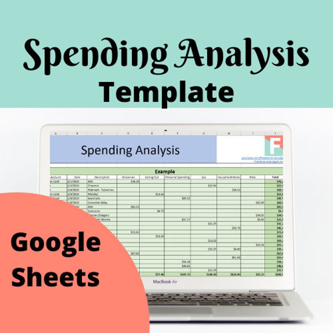 Spending Analysis Template FORMULAS PRE-POPULATED Google Sheets - Etsy