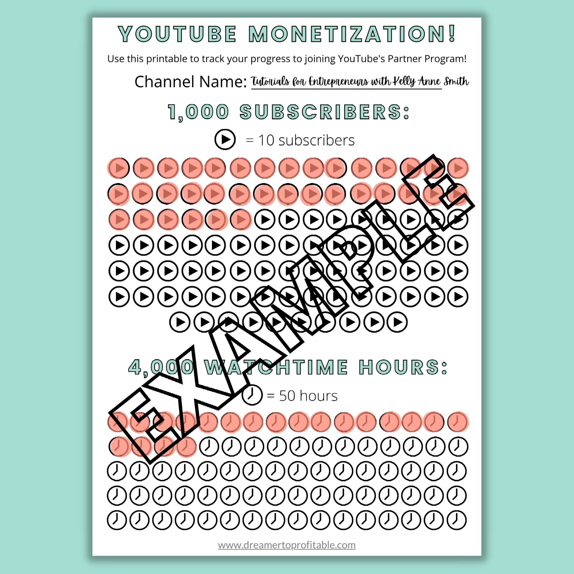 Youtube Monetization Tracker Printable | Youtube Partner Program ...