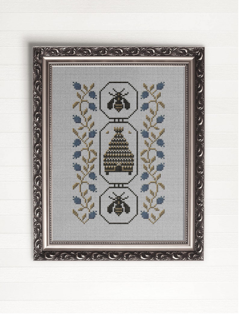 Bee Cross Stitch Chart PDF / Beehive Cross Stitch Pattern Summer ...