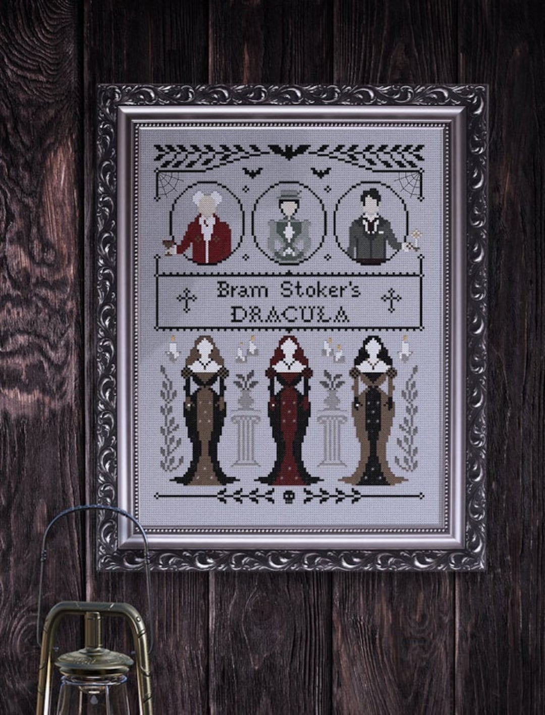 Vampire Cross Stitch Pattern PDF / Halloween Dracula Cross Stitch Chart ...