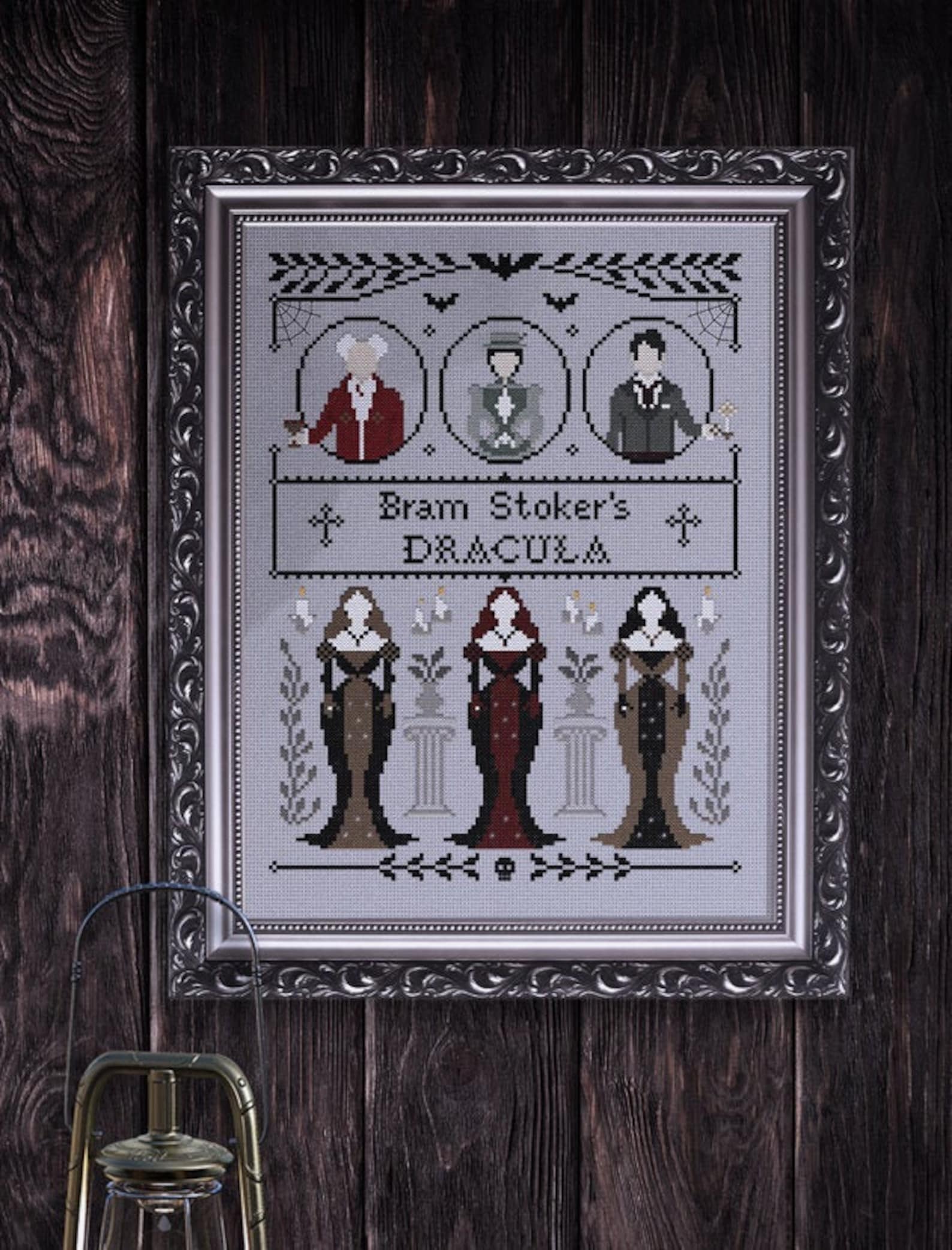 Vampire Cross Stitch Pattern PDF / Halloween Dracula Cross Stitch Chart ...