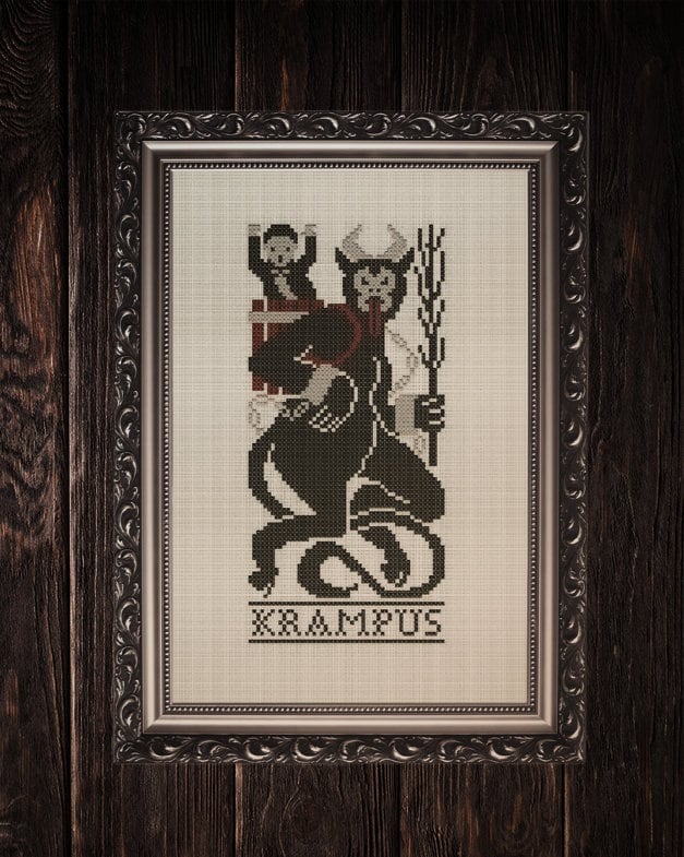Christmas Devil Cross Stitch Chart PDF | Krampus Cross Stitch Pattern ...