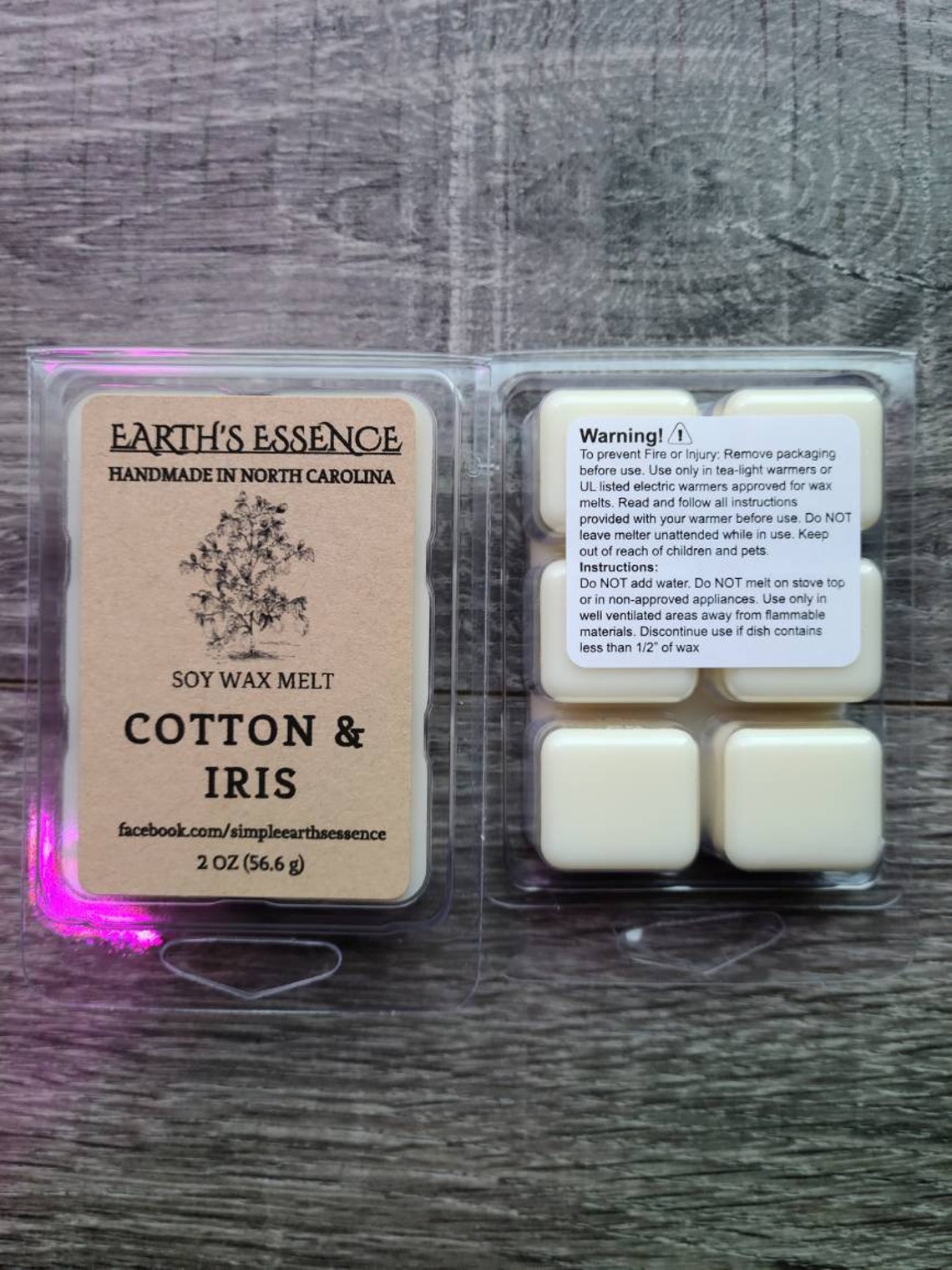 Cotton & Iris 2 Oz Soy Wax Melt, Handmade Soy Wax Melts, Highly Scented ...