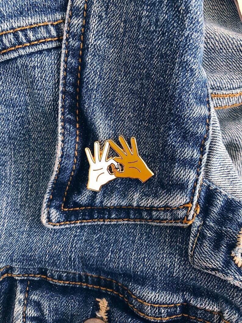 Sorority Hand Sign Enamel Pin Orange and White - Etsy