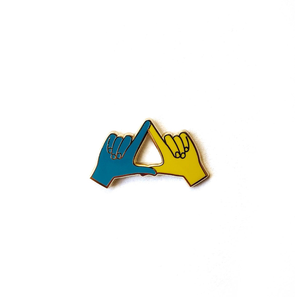 Sorority Hand Sign Enamel Pin - Gold and Turquoise Blue - Etsy