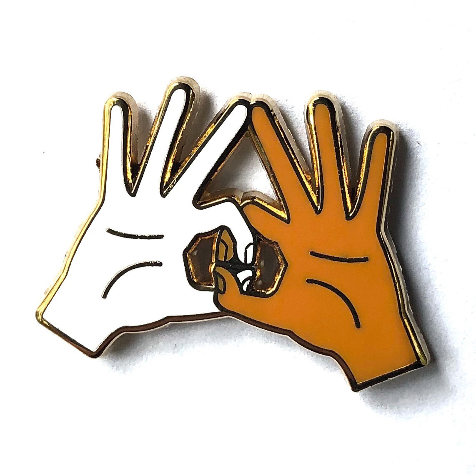 Sorority Hand Sign Enamel Pin Orange and White - Etsy