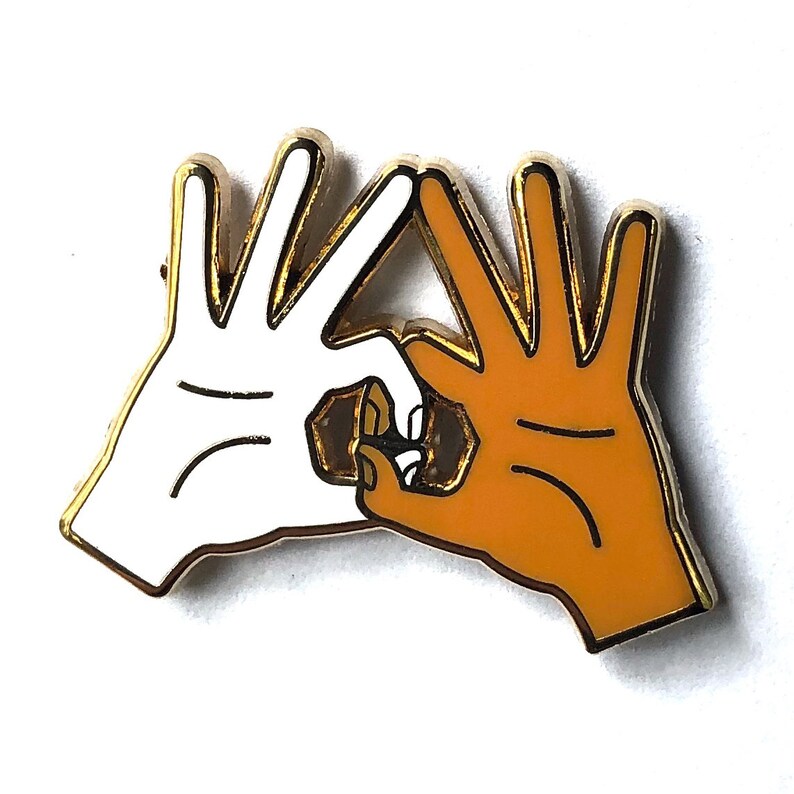 Sorority Hand Sign Enamel Pin Orange and White - Etsy
