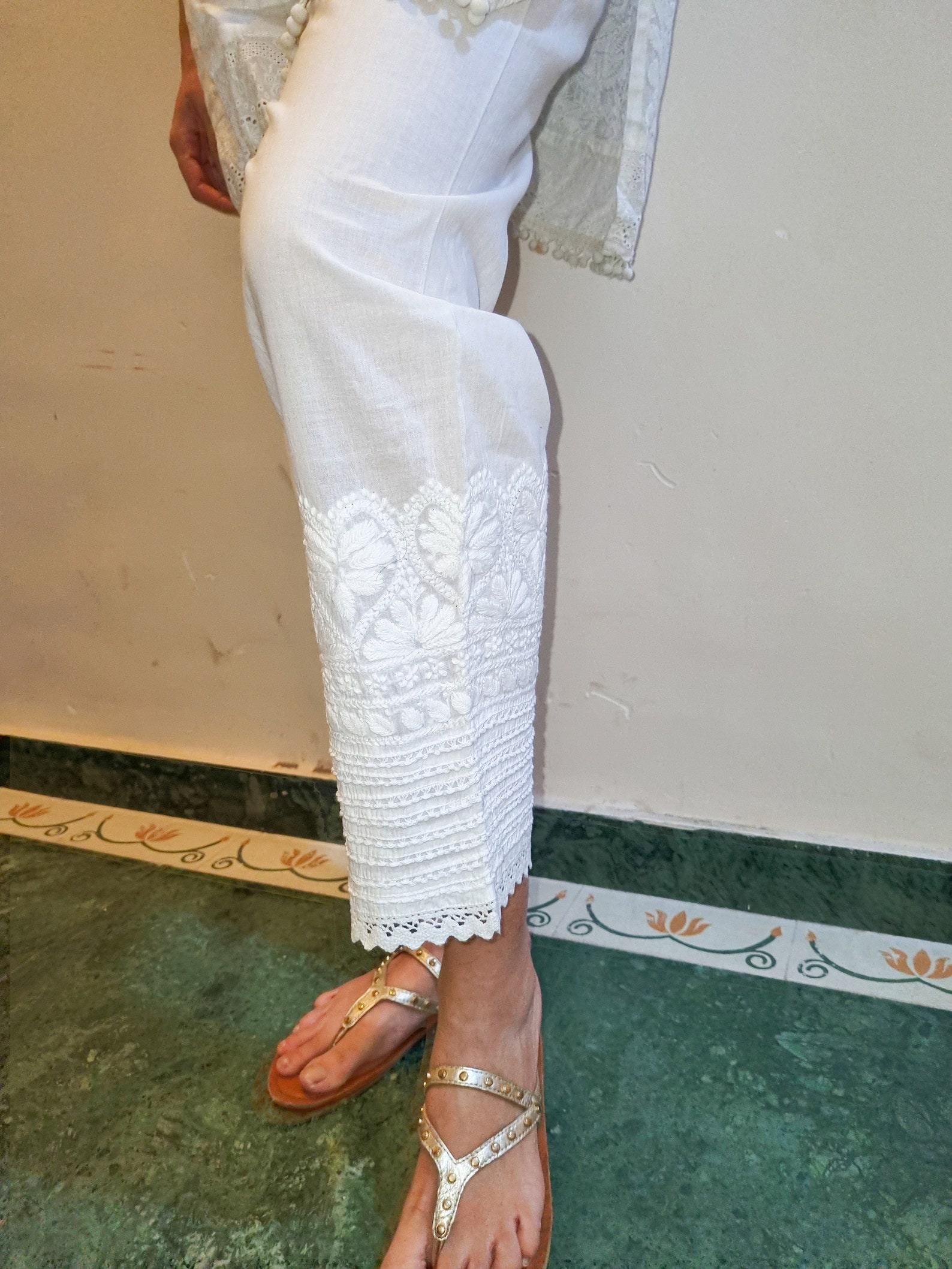 White Cotton Pants Lace Inserts - Etsy