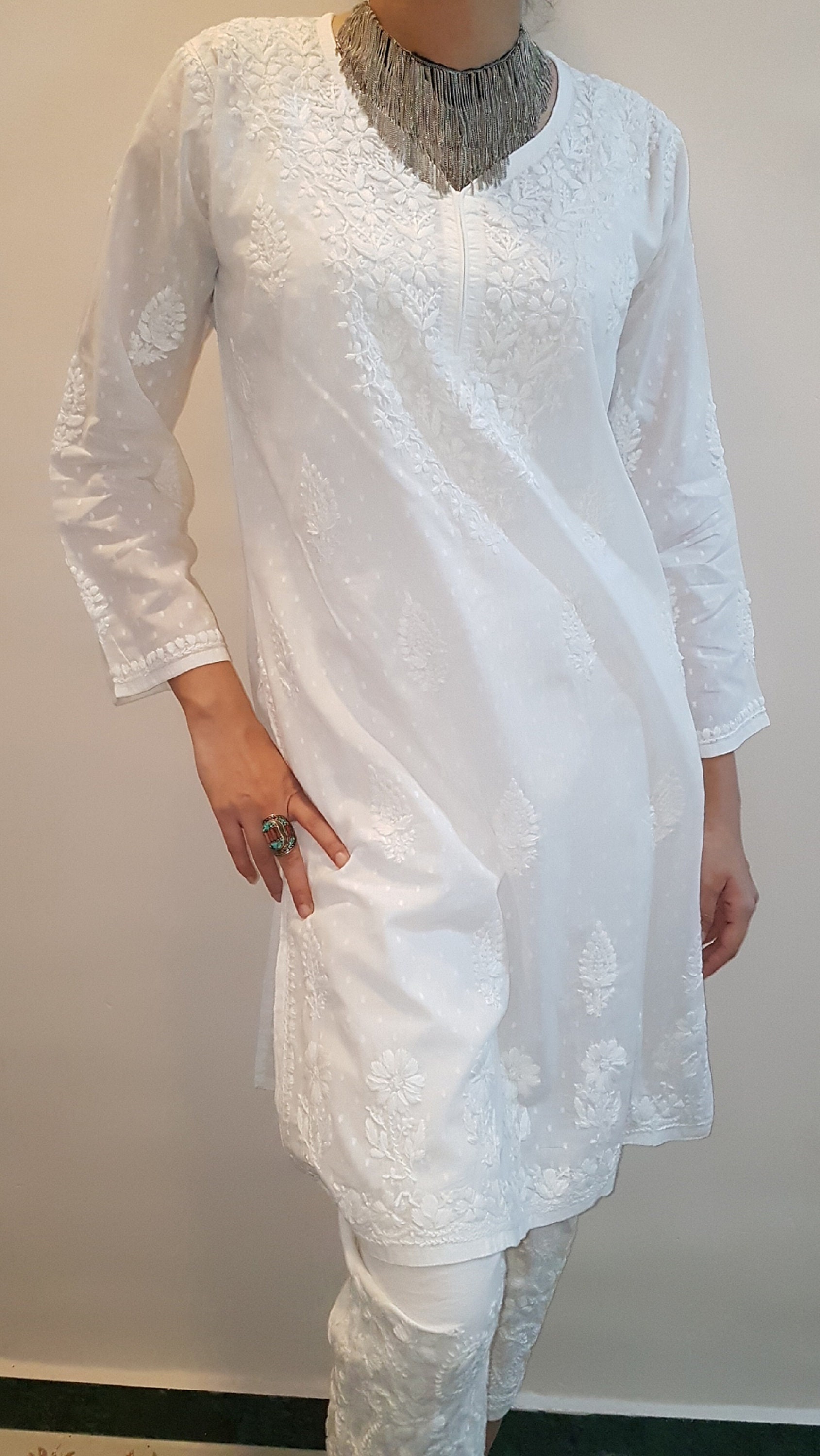 Gulia White Cotton Tunic (fabric Embr.) - Etsy
