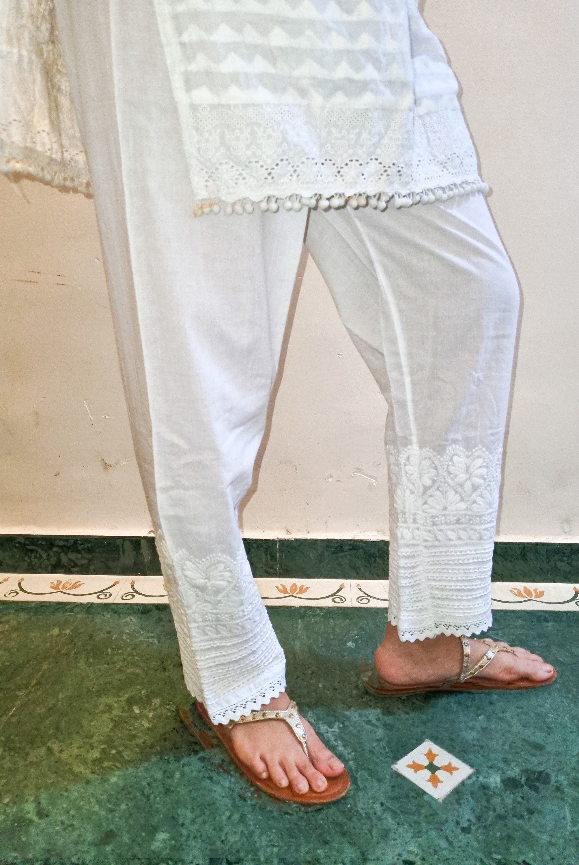 White Cotton Pants Lace Inserts - Etsy