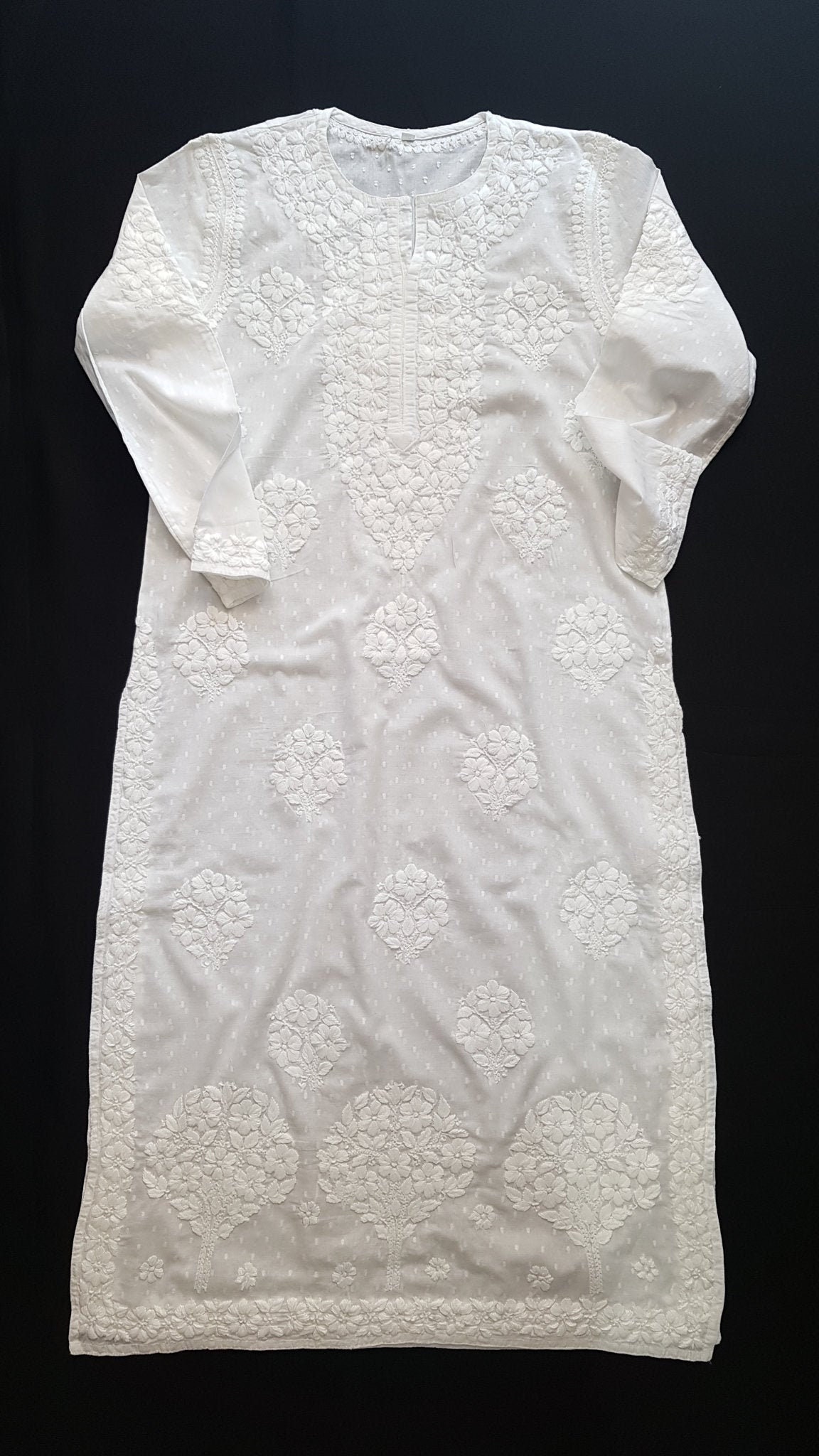 Fariha Cotton Kurta (fabric Embr.) - Etsy