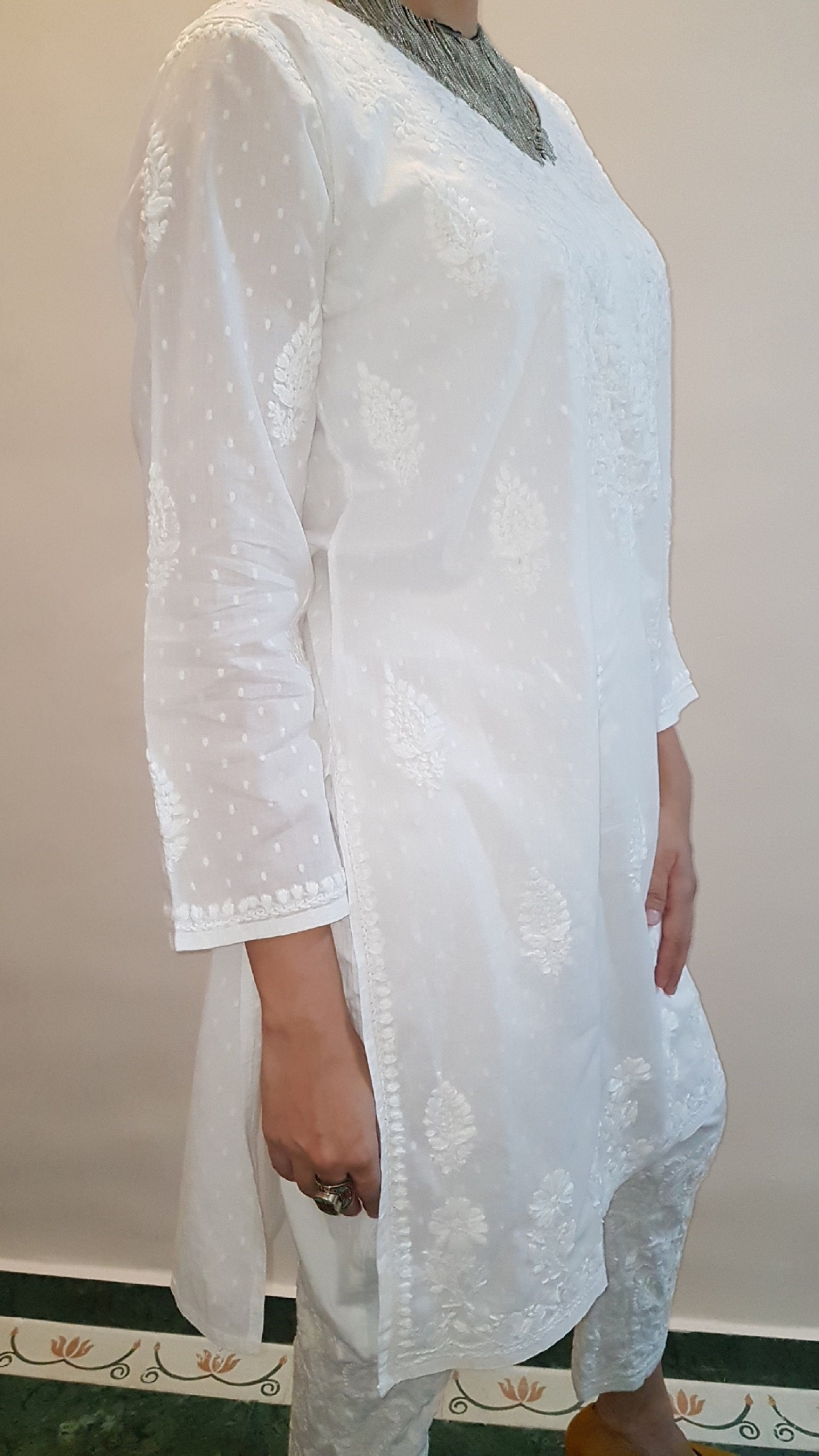 Gulia White Cotton Tunic (fabric Embr.) - Etsy