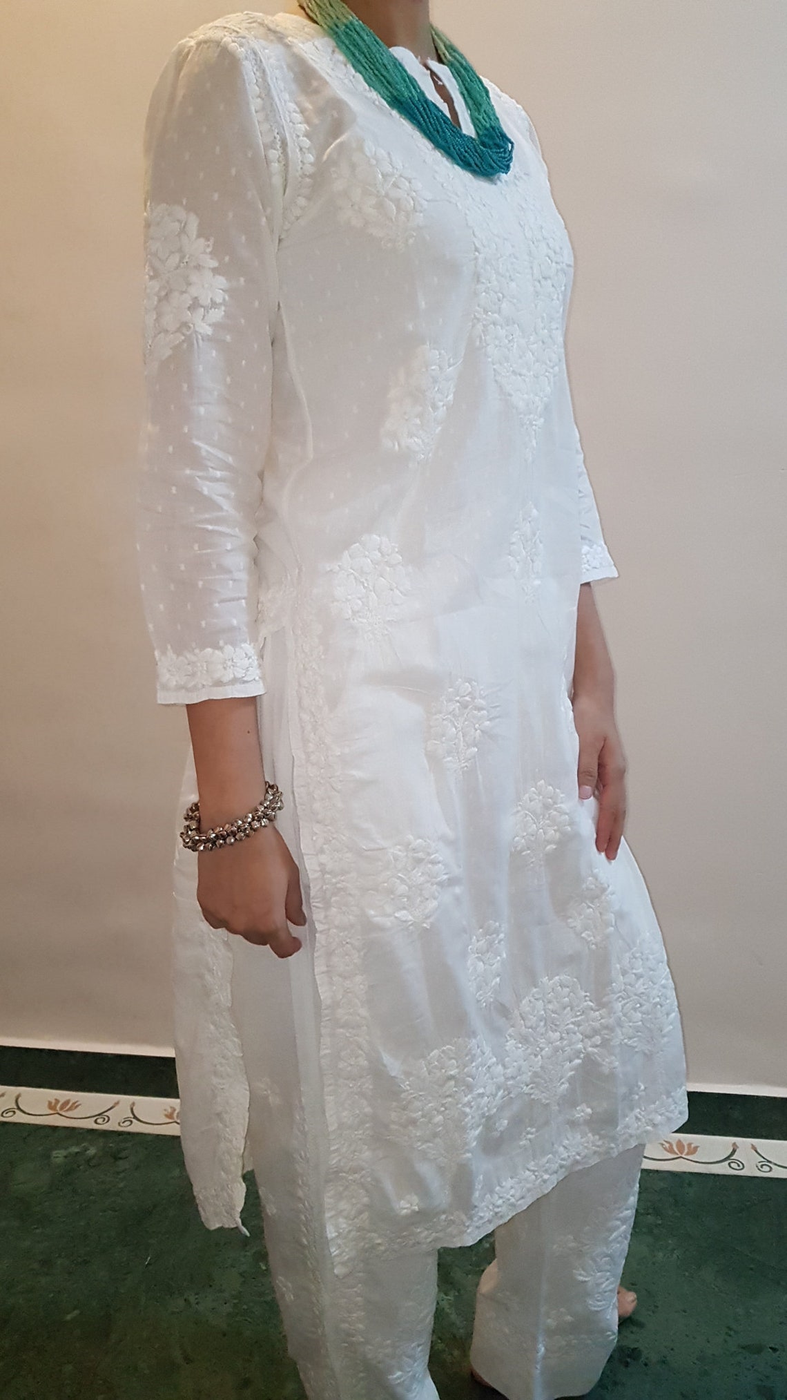 Fariha Cotton Kurta (fabric Embr.) - Etsy