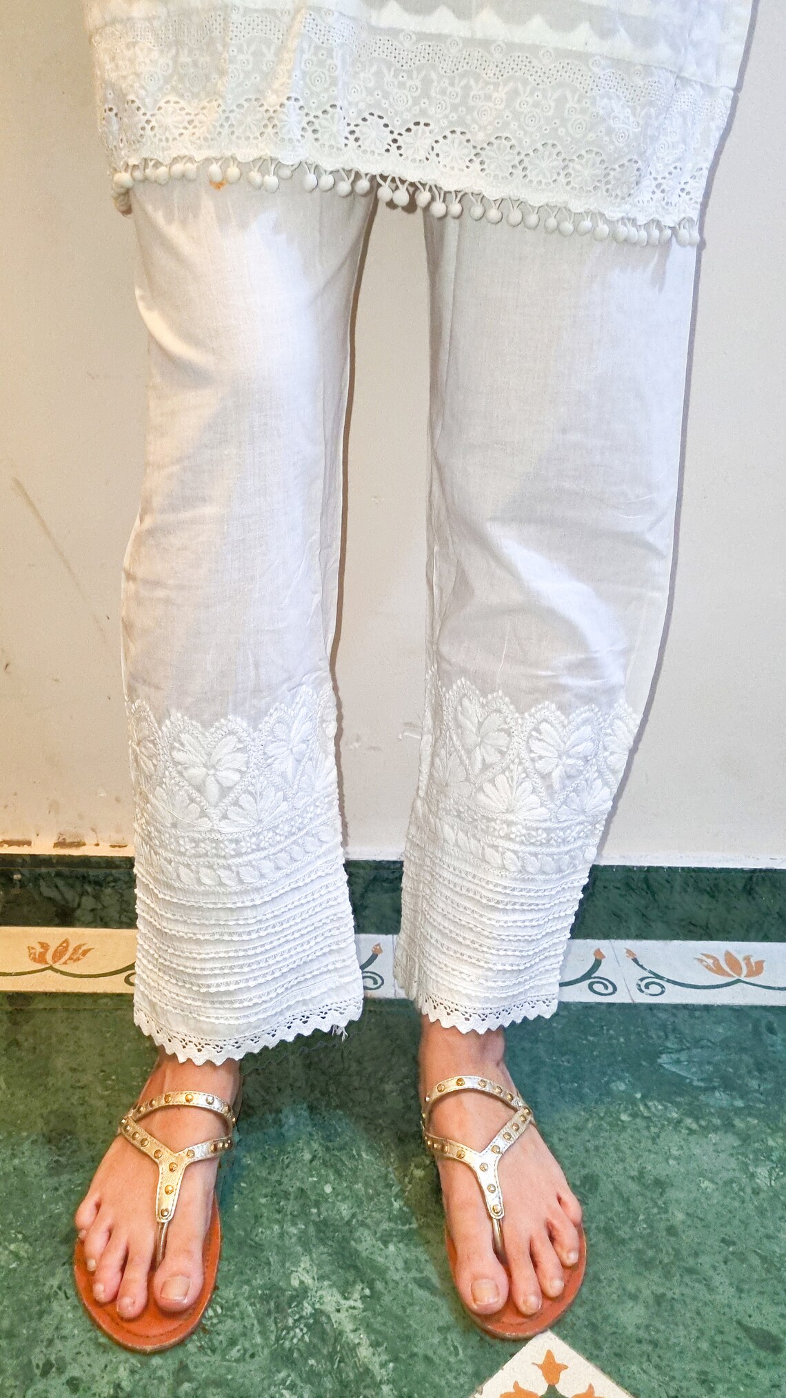 White Cotton Pants Lace Inserts - Etsy