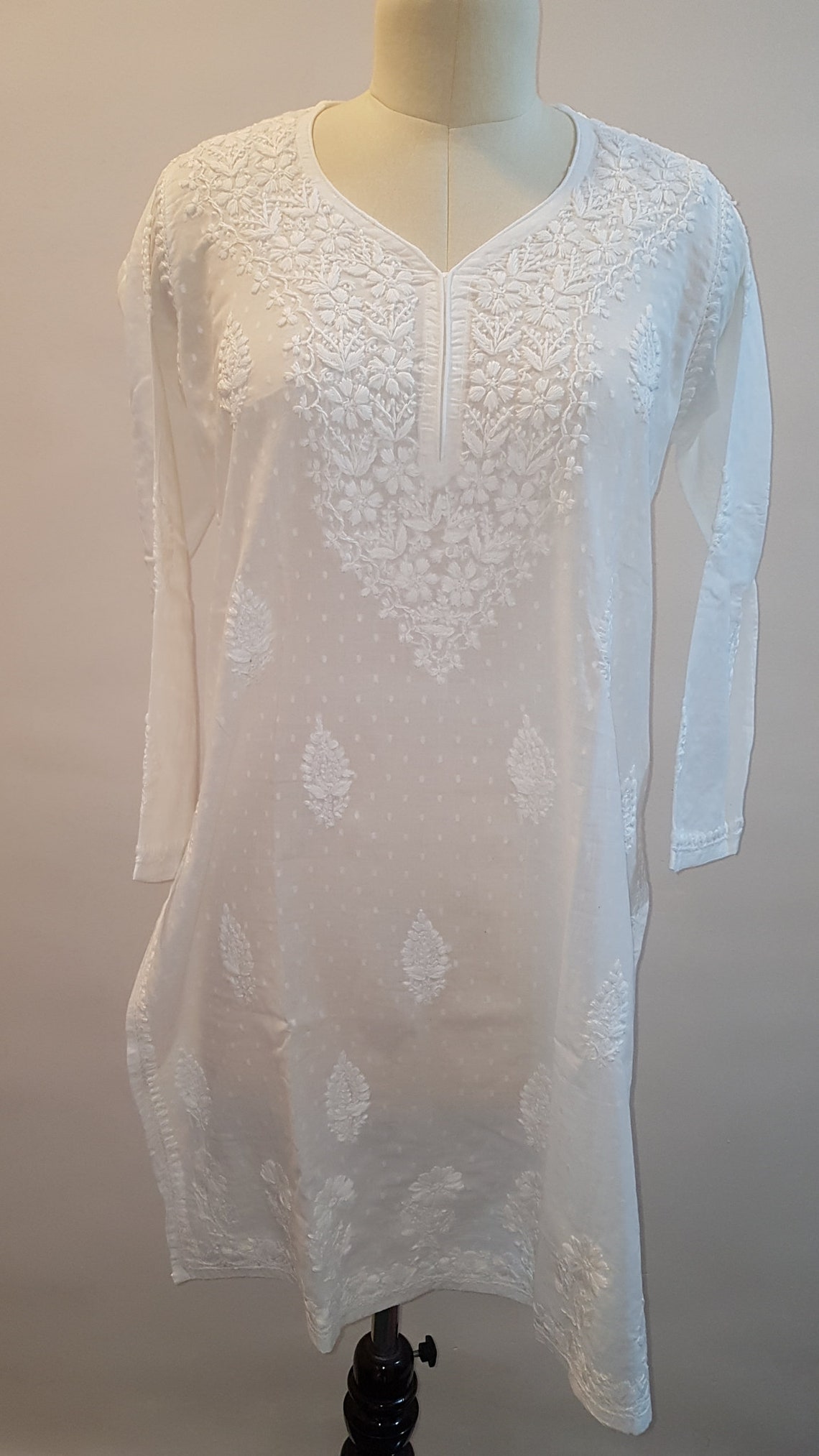 Gulia White Cotton Tunic (fabric Embr.) - Etsy