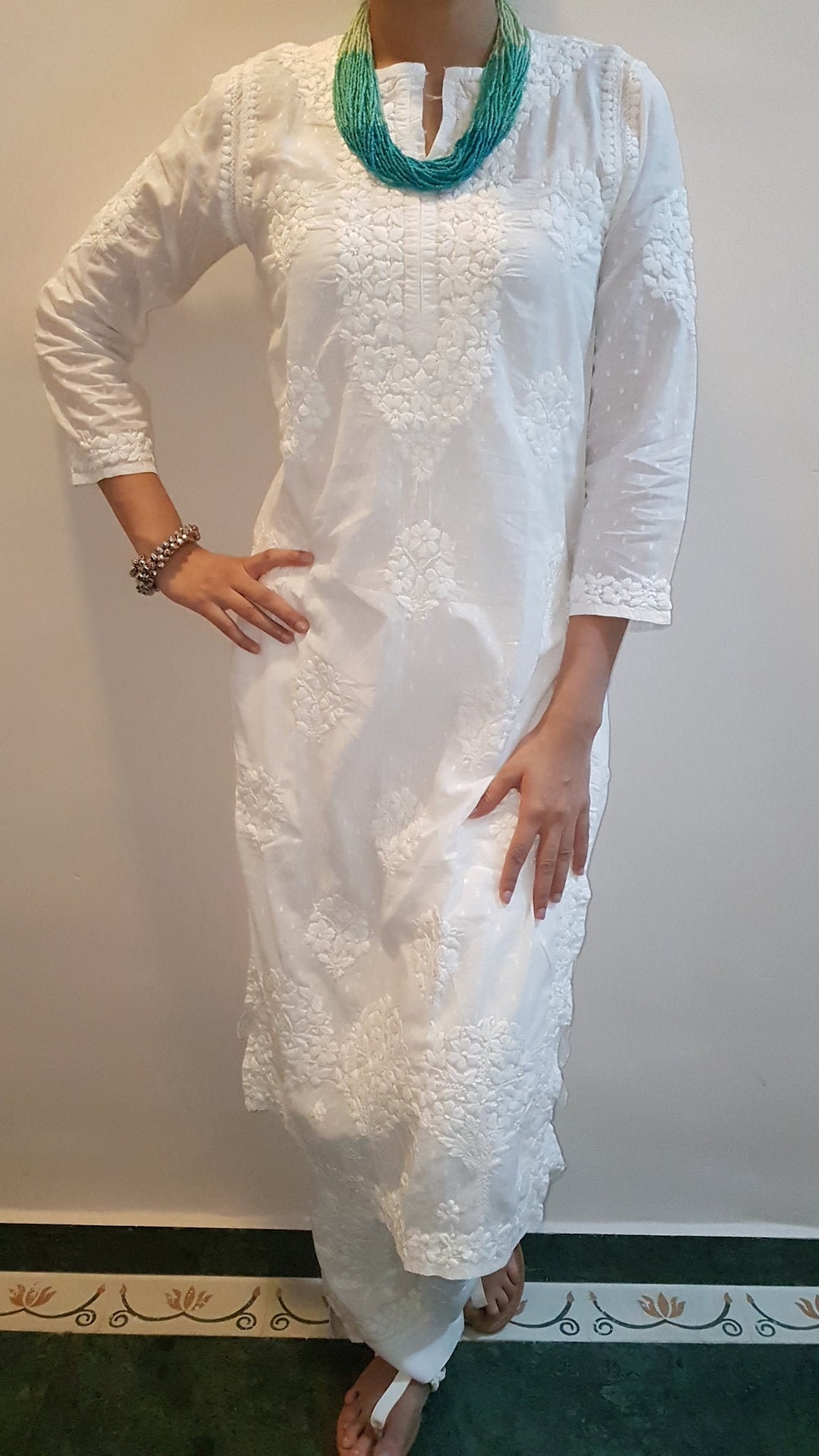 Fariha Cotton Kurta (fabric Embr.) - Etsy