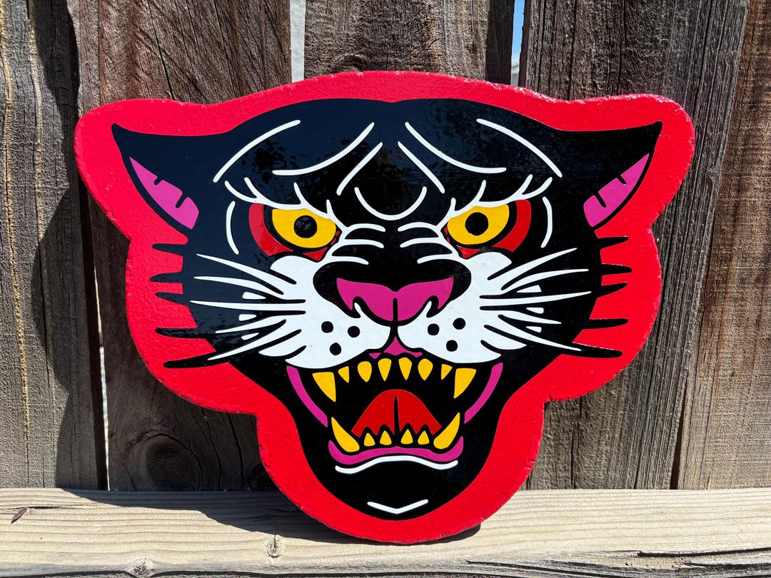 American Traditional Panther Handmade Shop Sign - Etsy