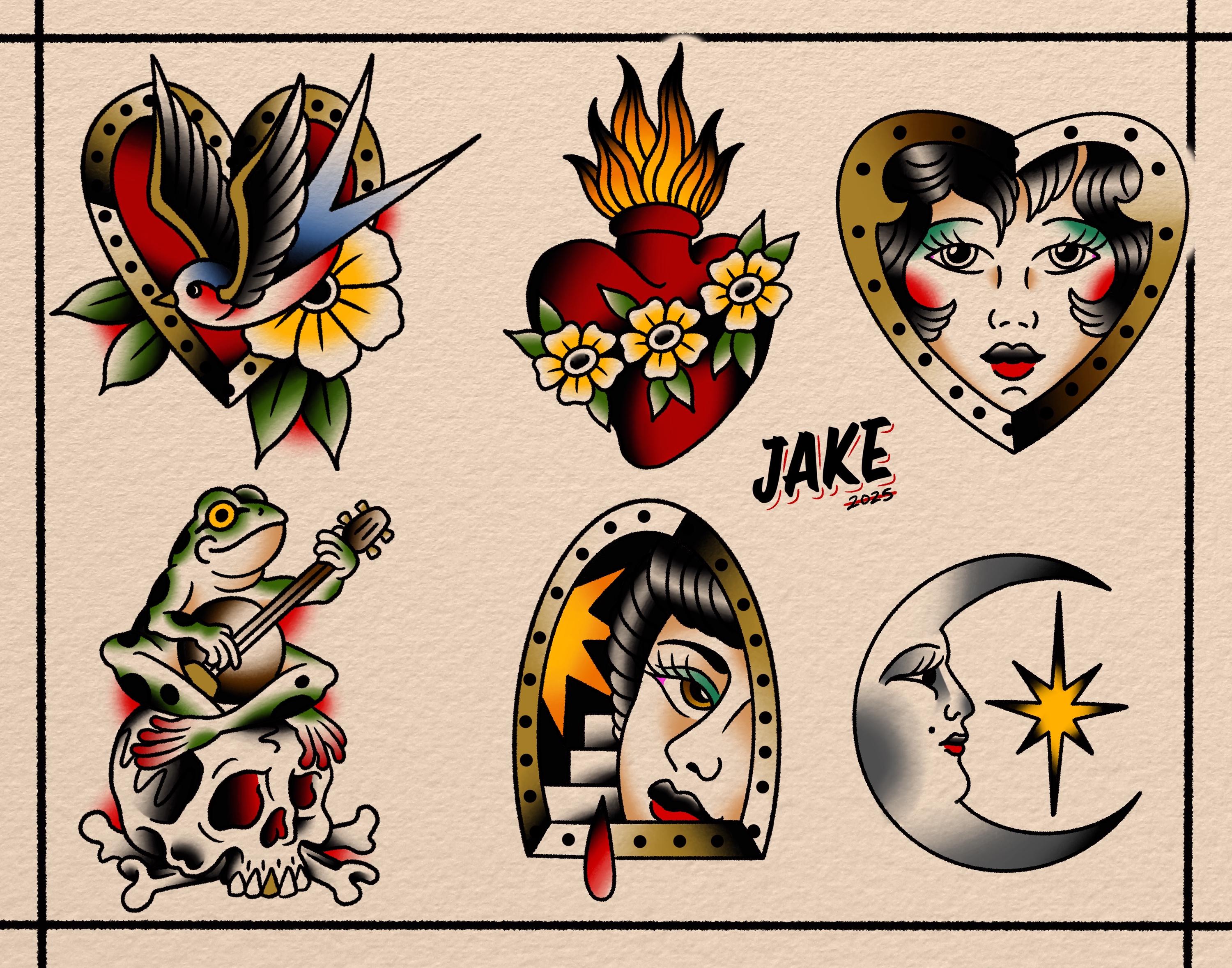 American Traditional Tattoo Flash Sheet V2 Drifter - Etsy
