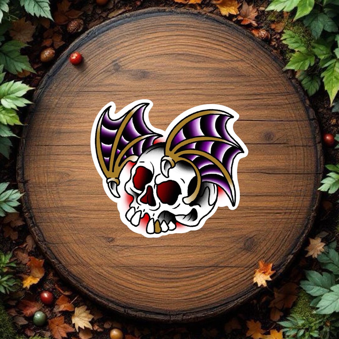 American Traditional Bat Skull Tattoo Sticker Vinyl Decal Waterproof - Etsy