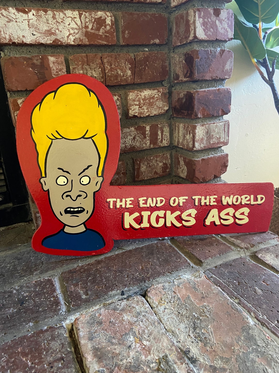 Hand Painted the End of the World Kick Ass Beavis and Butthead MTV Sign ...