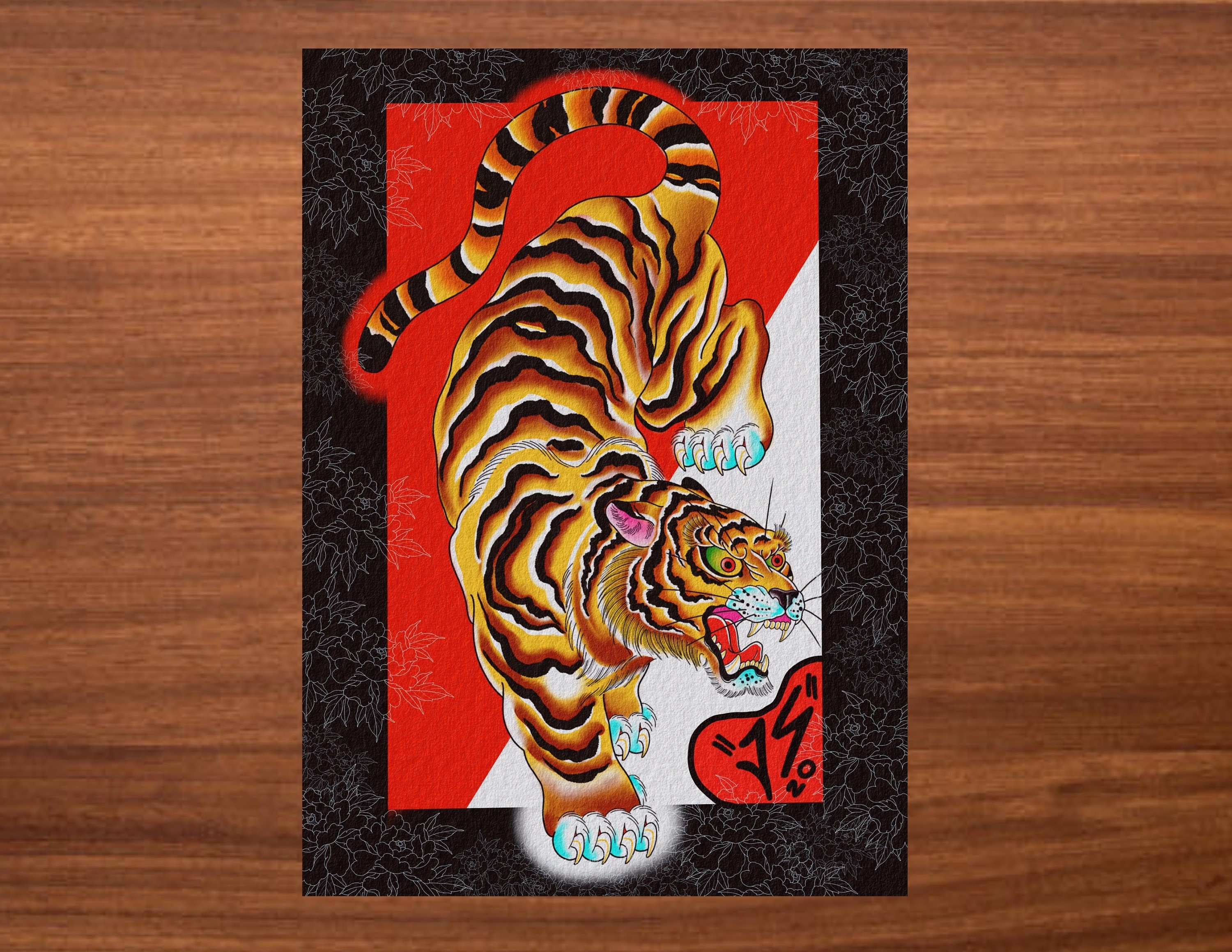 Japanese Tiger Tattoo Flash Print - Etsy