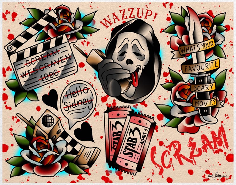 Scream Tattoo Flash Print - Etsy