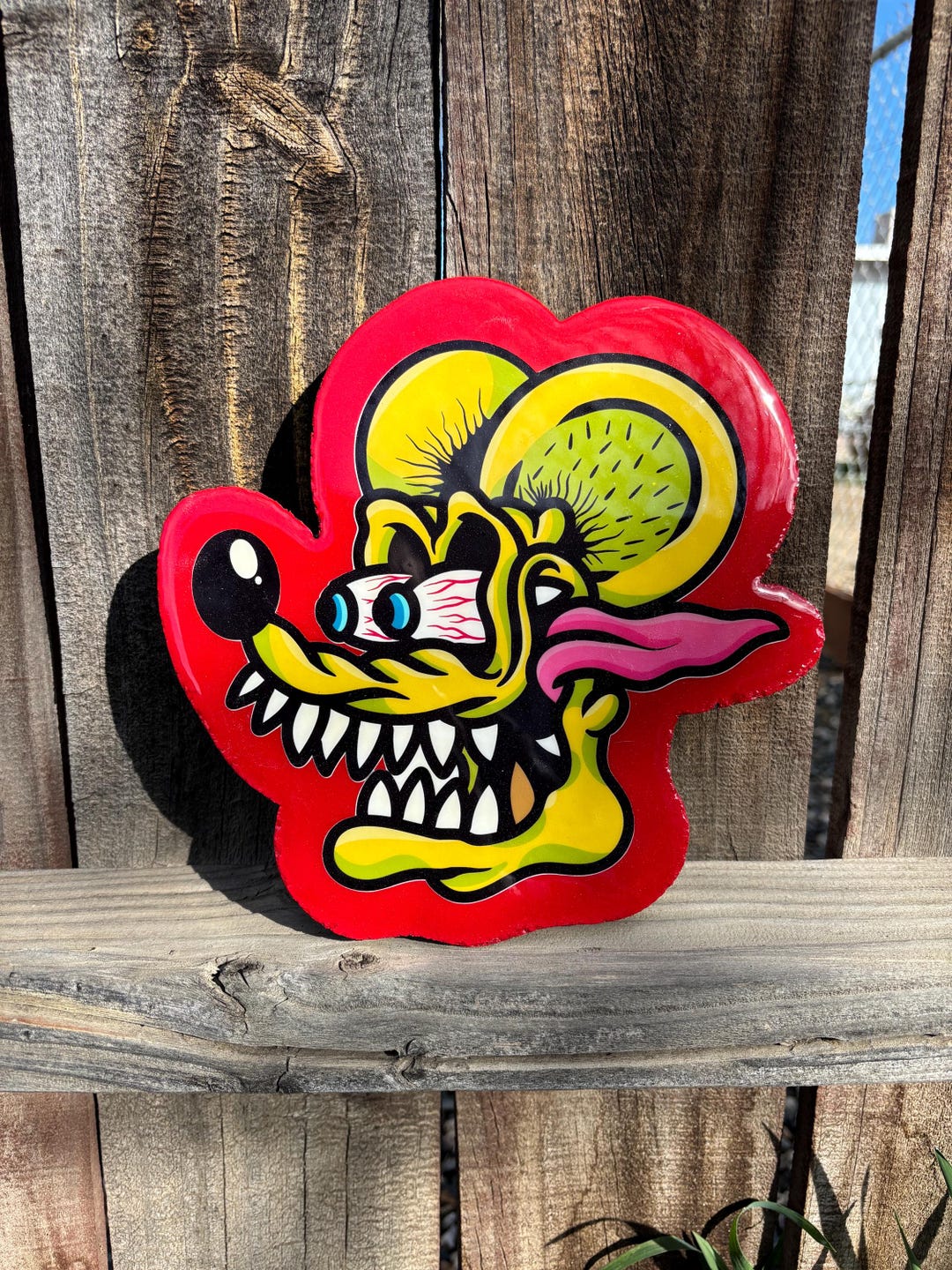 American Traditional Rat Fink Handmade Sign Garage Art Tattoo Flash