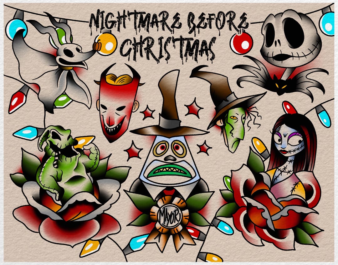 Nightmare Before Christmas Tattoo Flash Print - Etsy