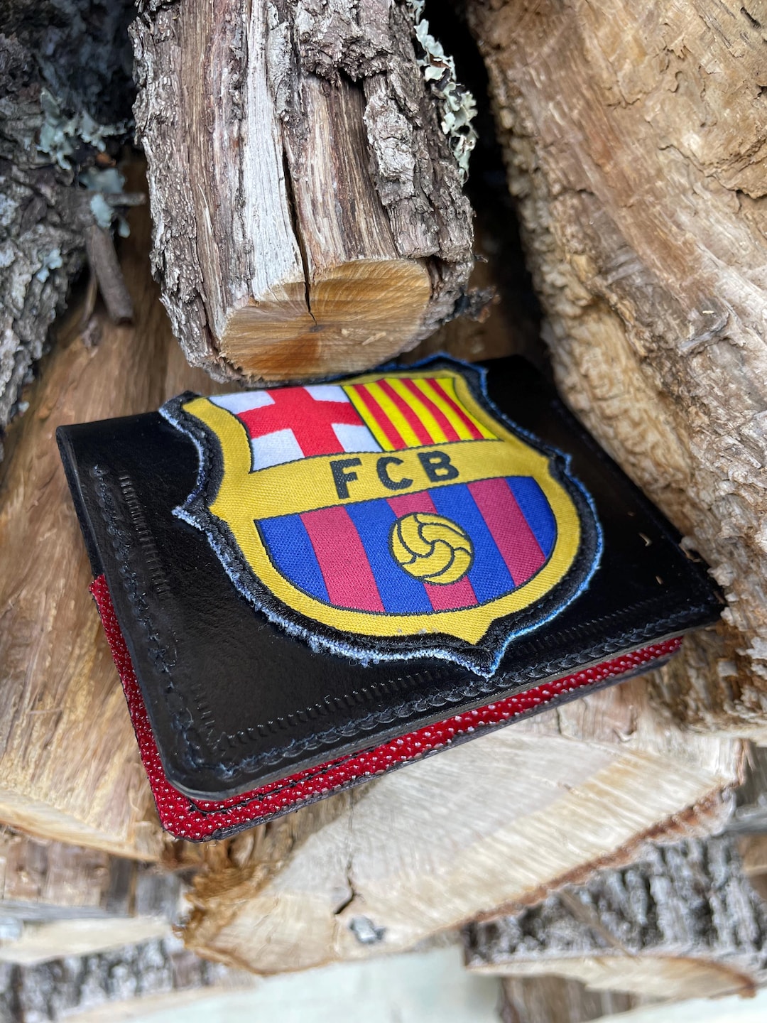 Handmade Leather and Stingray Custom Wallet With FC Barcelona Football ...