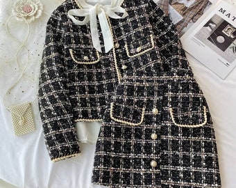 Black Tweed Set - Etsy