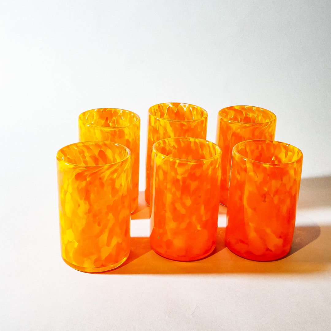 Tall Water Glass Sets: Energetic Orange - Etsy