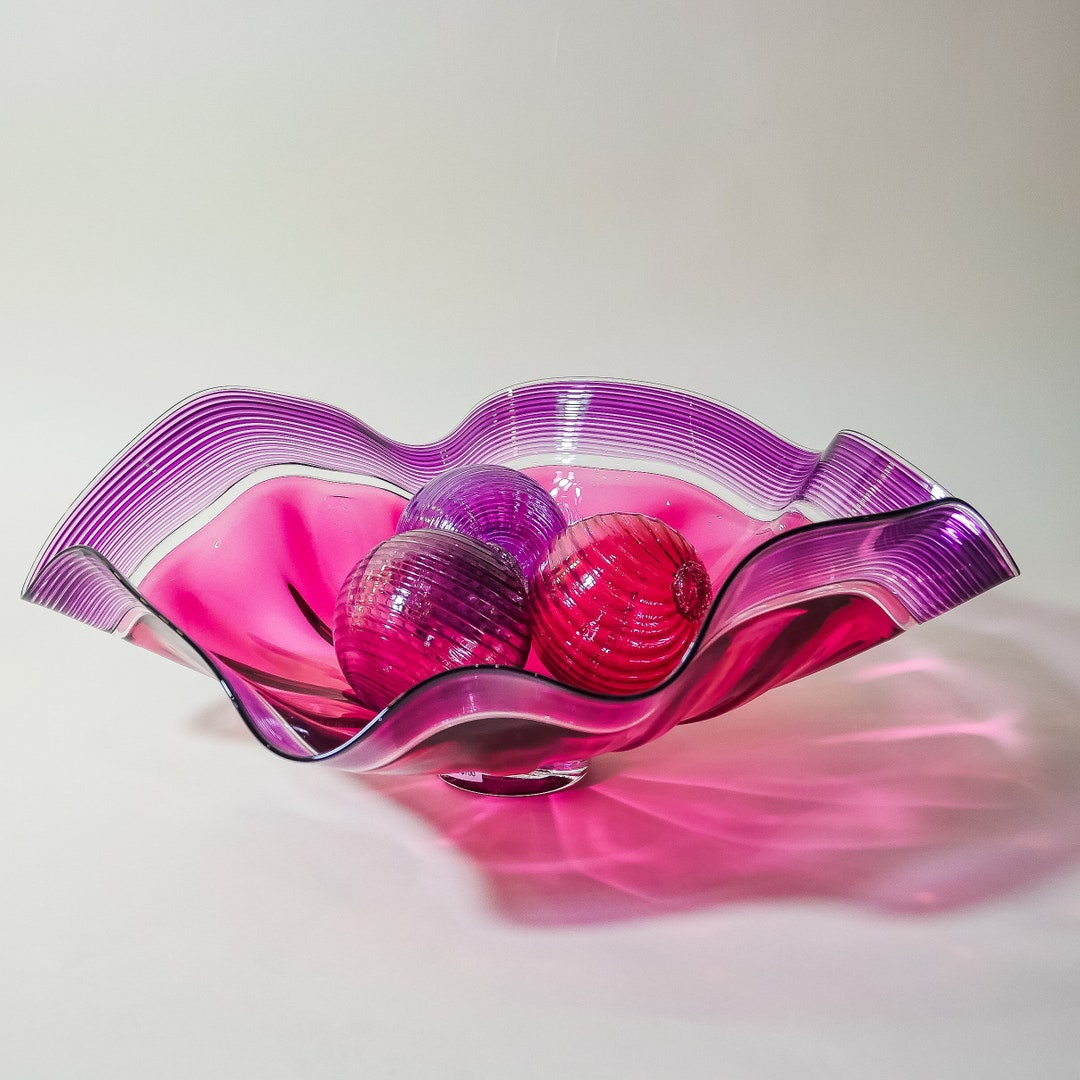 Extra Large Blown Incalmo Wave Bowl With Floats in Fuchsia and Lavender ...