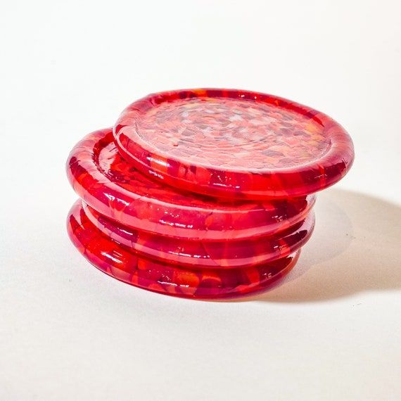 Red glass coasters store