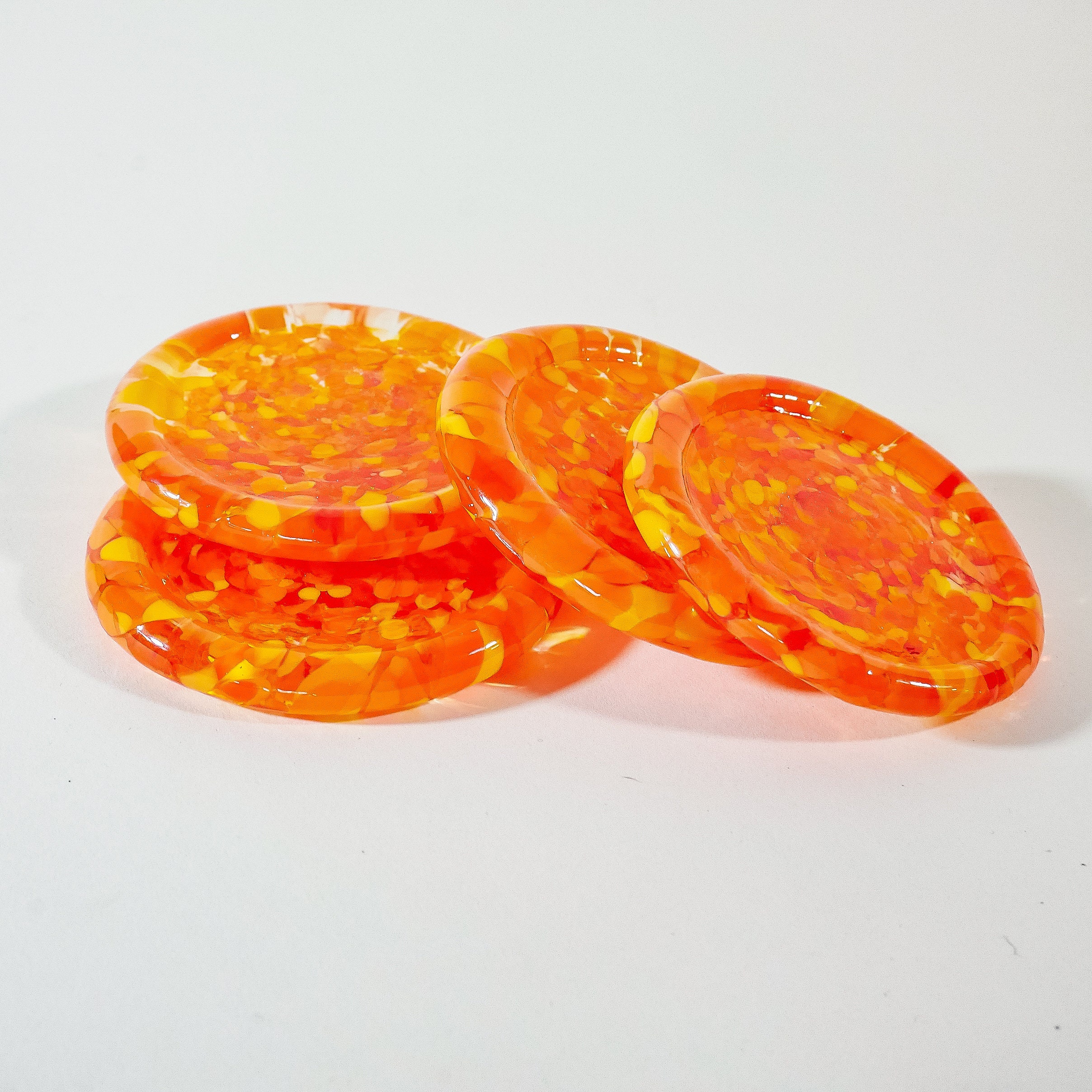 Handmade Glass Coasters: Orange Mix - Etsy
