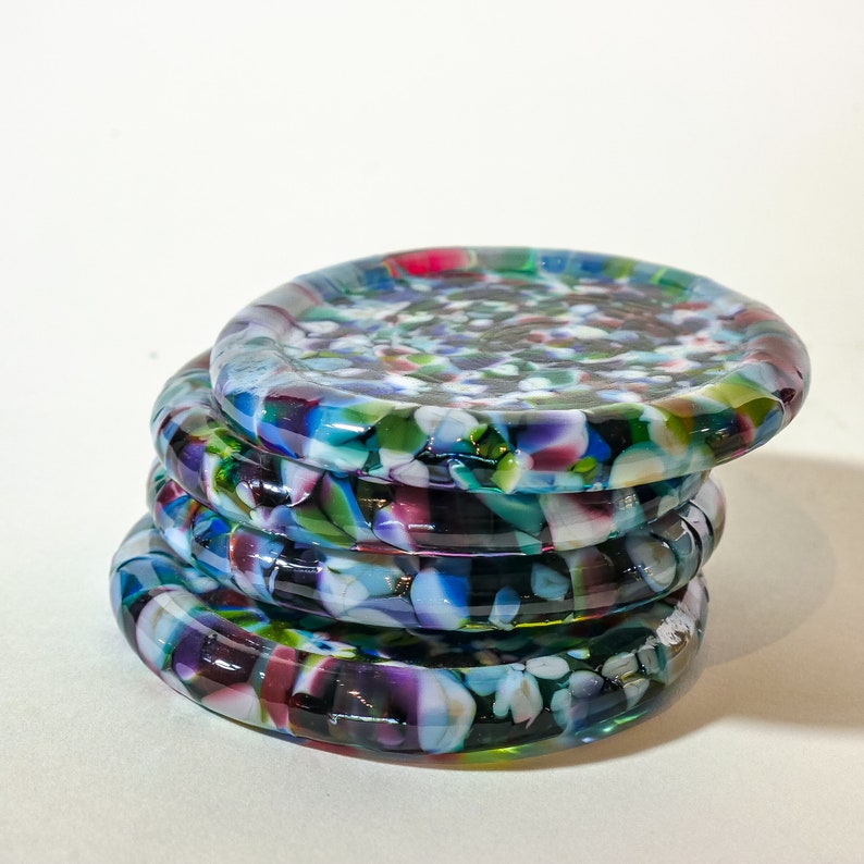 Hand Made Glass Coasters. Rainbow Blend - Etsy