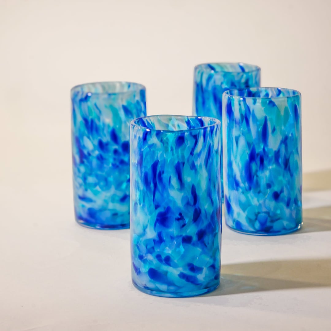 Tall Water Glass Sets: Azure Blue - Etsy