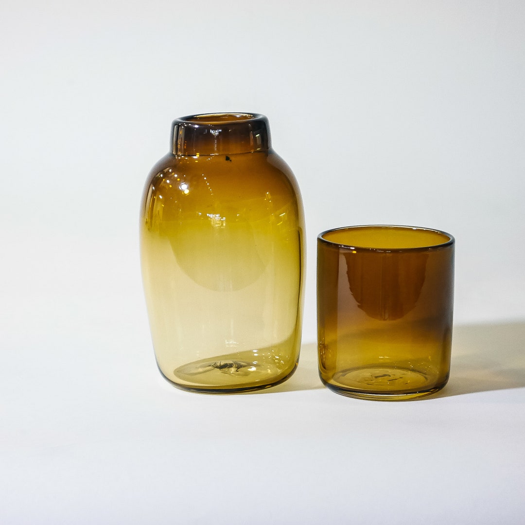 Hand Blown Bedside Carafe and Cup Set - Etsy