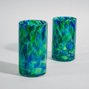 Tall Water Glass Sets: Ocean Blue Green - Etsy