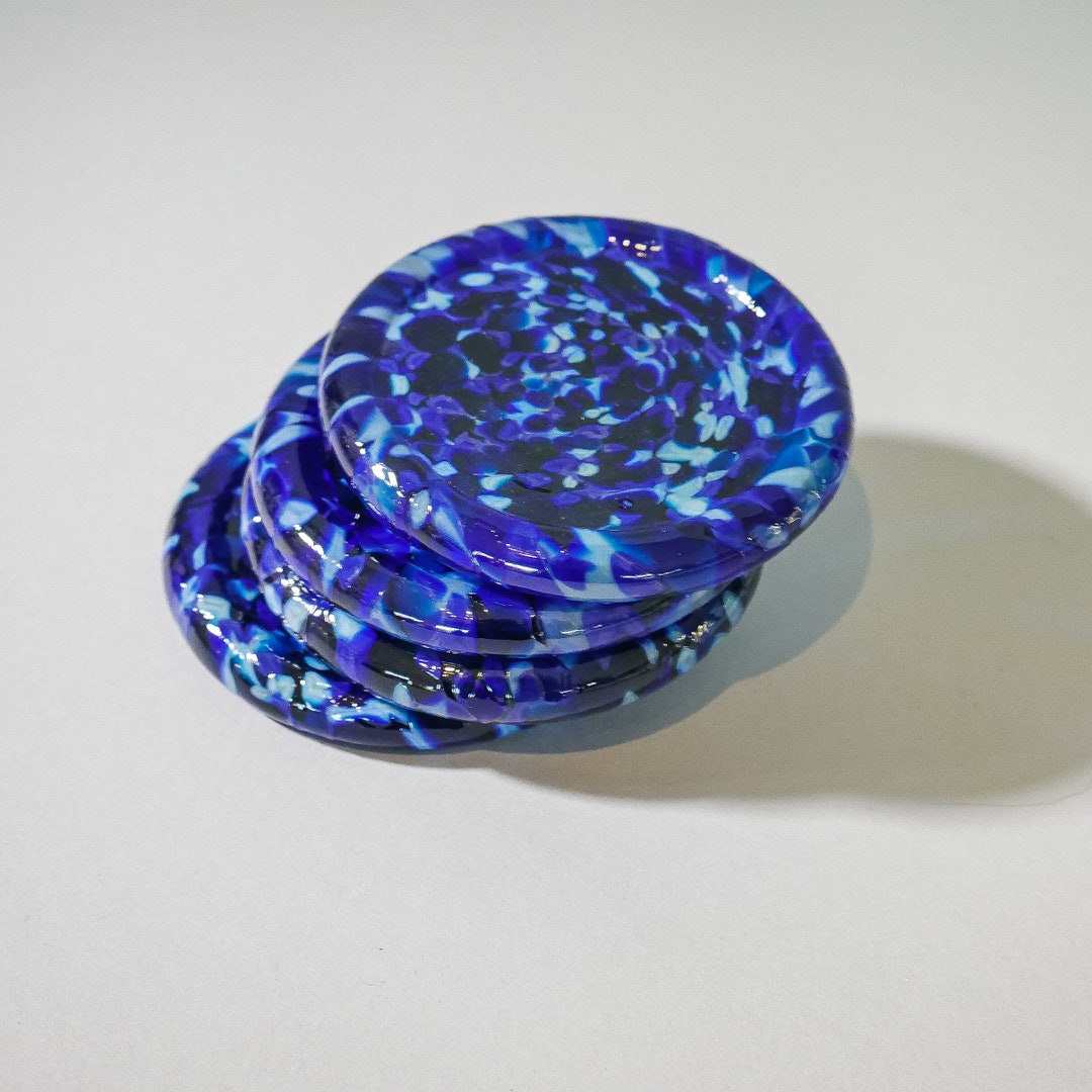 Handmade Glass Coasters: Brilliant Blue - Etsy