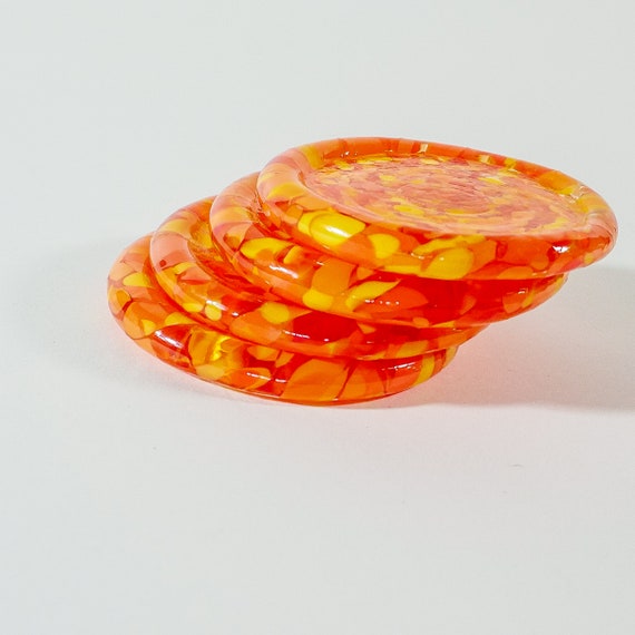 Orange glass coasters store