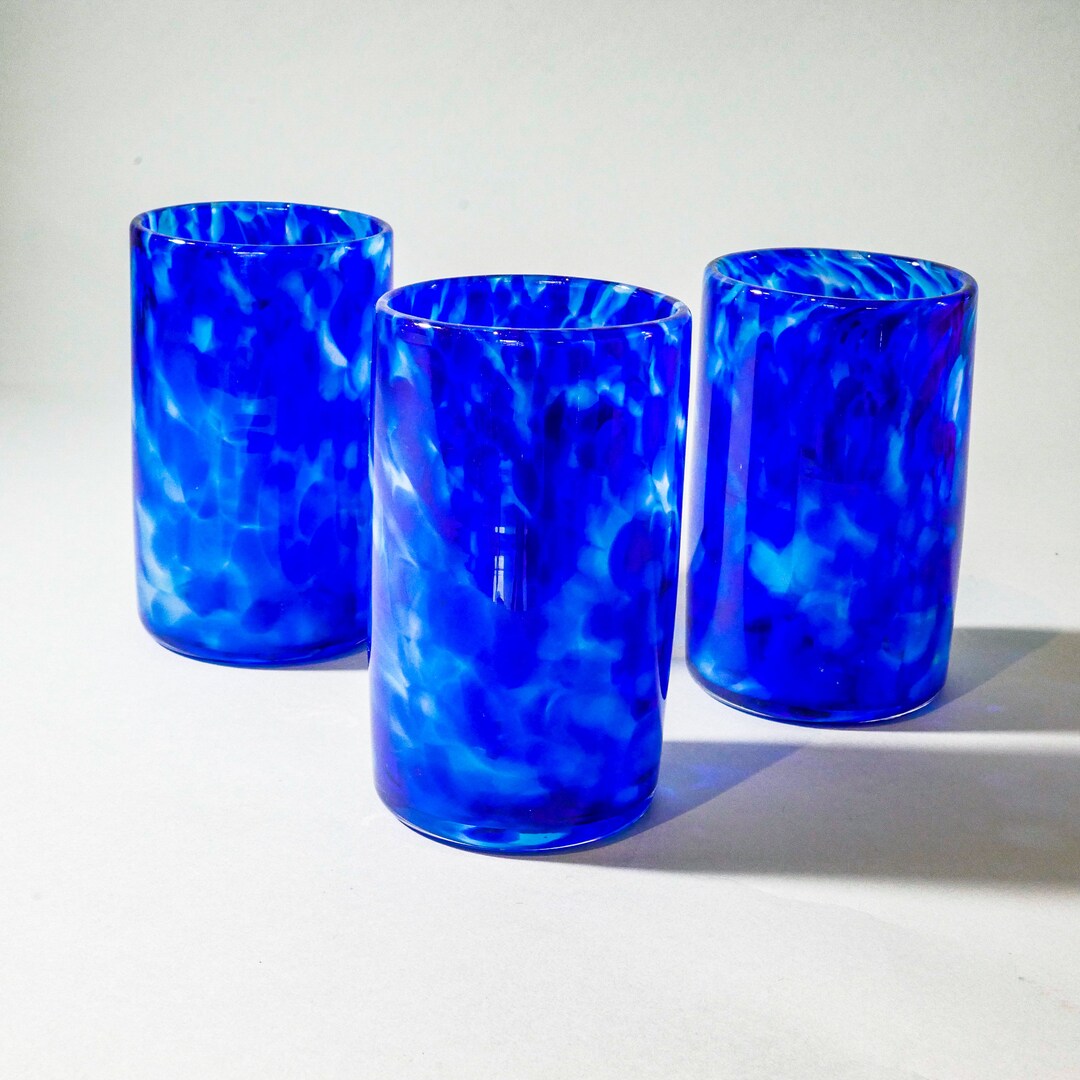 Tall Water Glass Sets: Vibrant Blue - Etsy