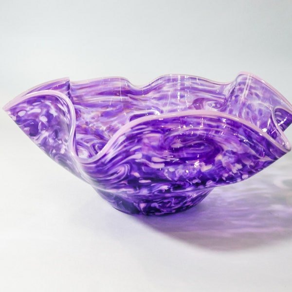 Purple Blown Glass Large Bowl Etsy